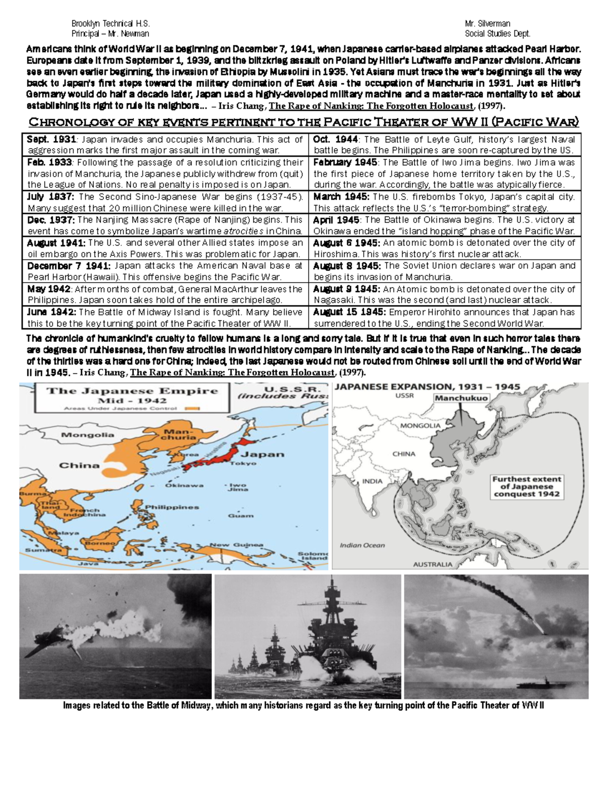 GC-WWII-Asia - Class notes one WW2 in Asia - Brooklyn Technical H. Mr ...