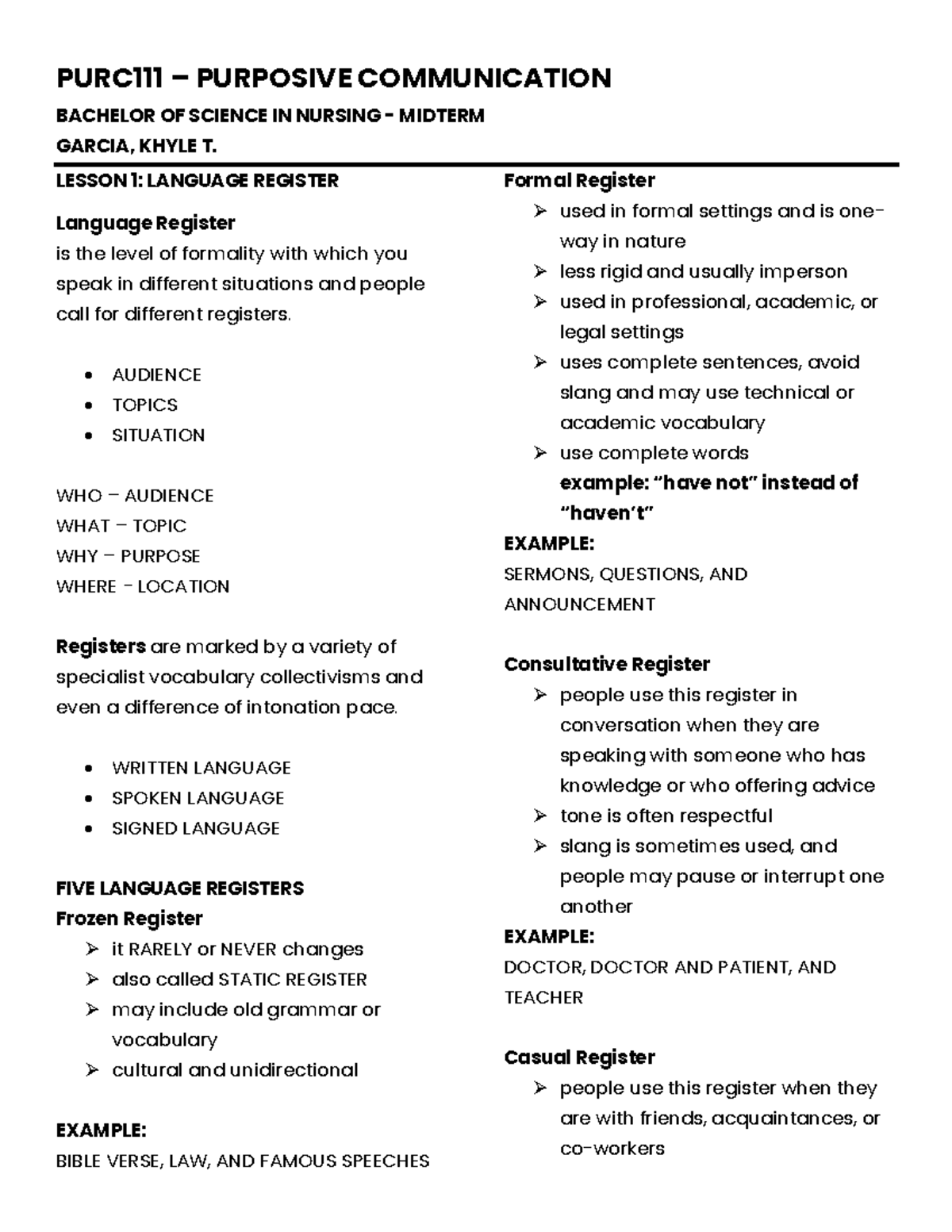 PURC111-lesson-1-midterm - PURC111 – PURPOSIVE COMMUNICATION BACHELOR ...