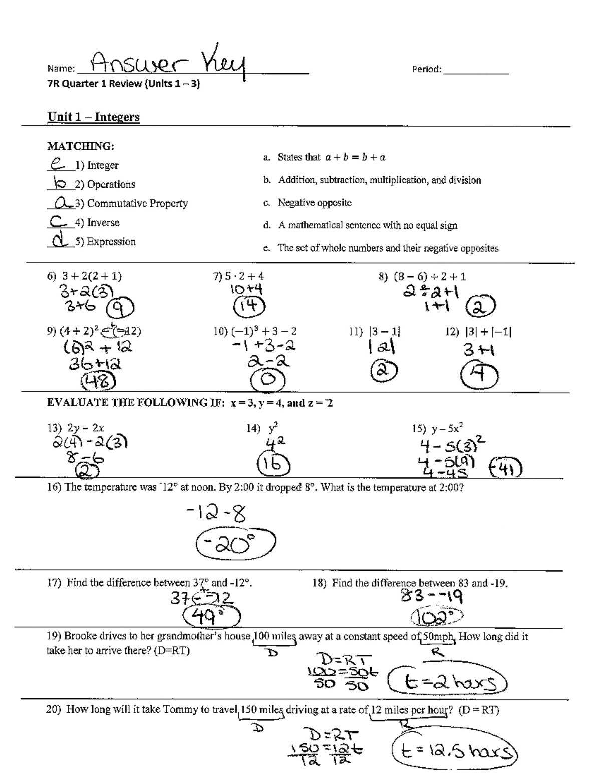 7th Math Final Review Qtr 1 - Studocu