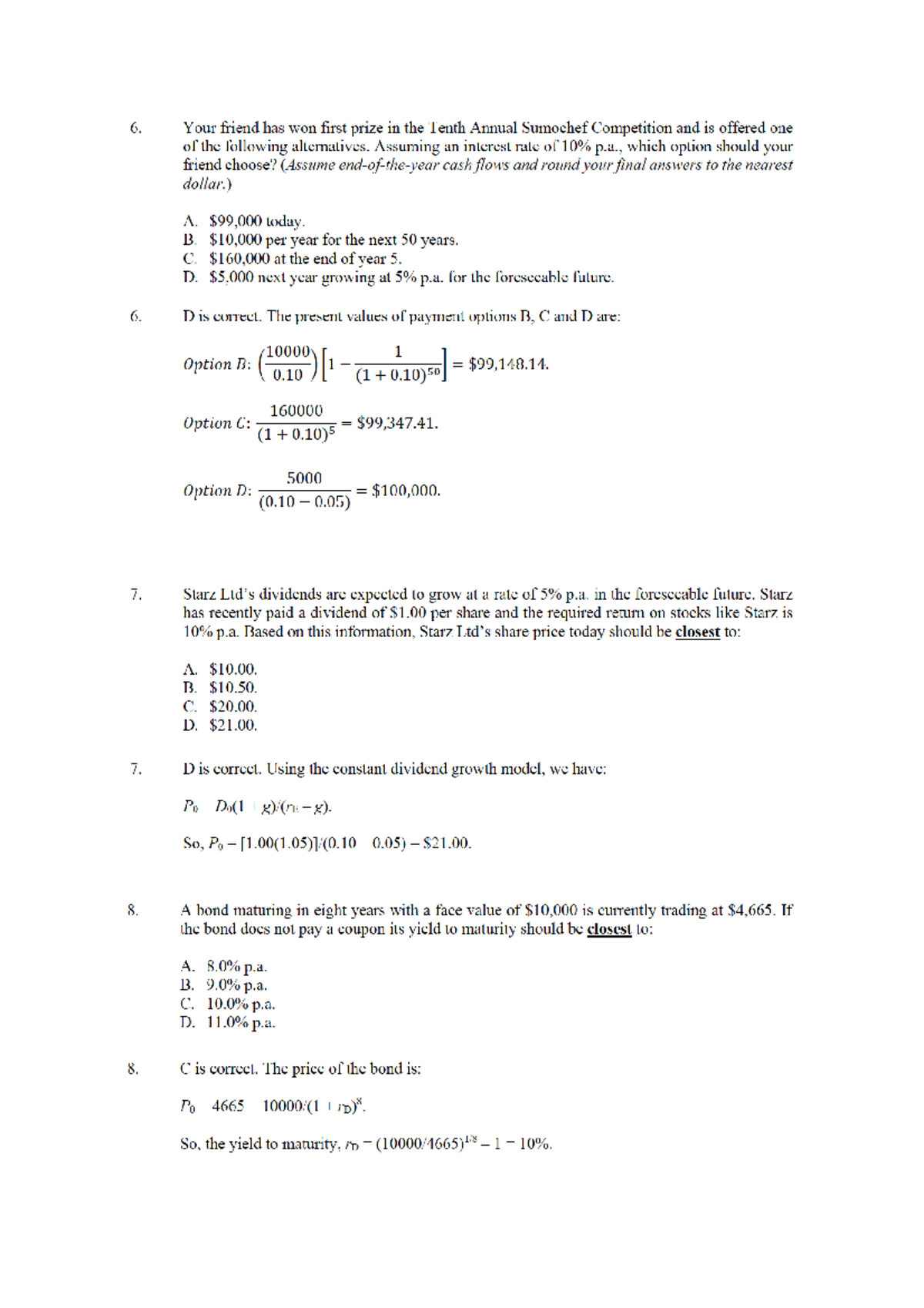 Finance Study - FNCE10002 - Studocu
