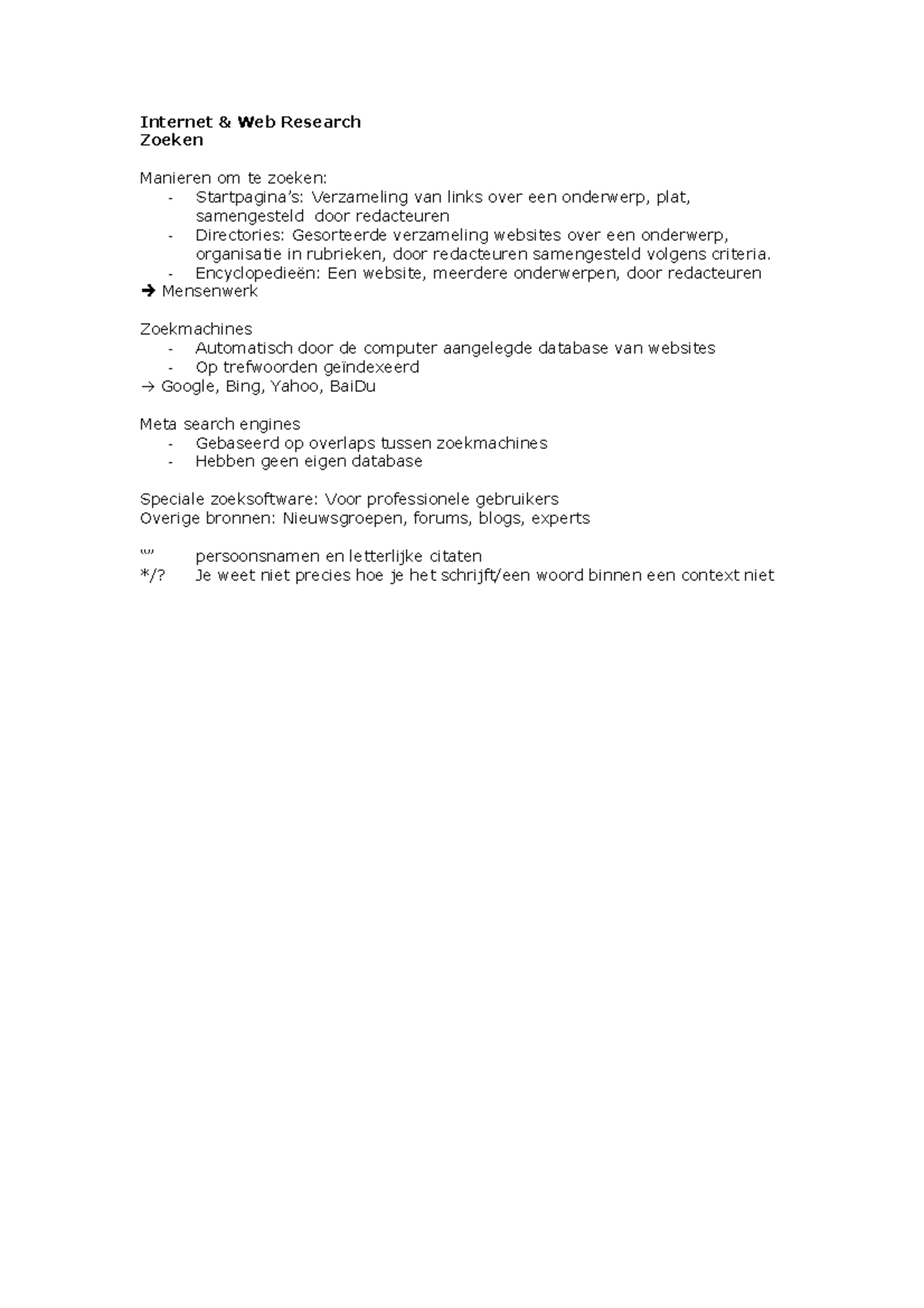 Samenvatting van de sheets uit de lessen Internet Research - Internet ... Samenvatting van de sheets uit de lessen Internet Research - Internet ...