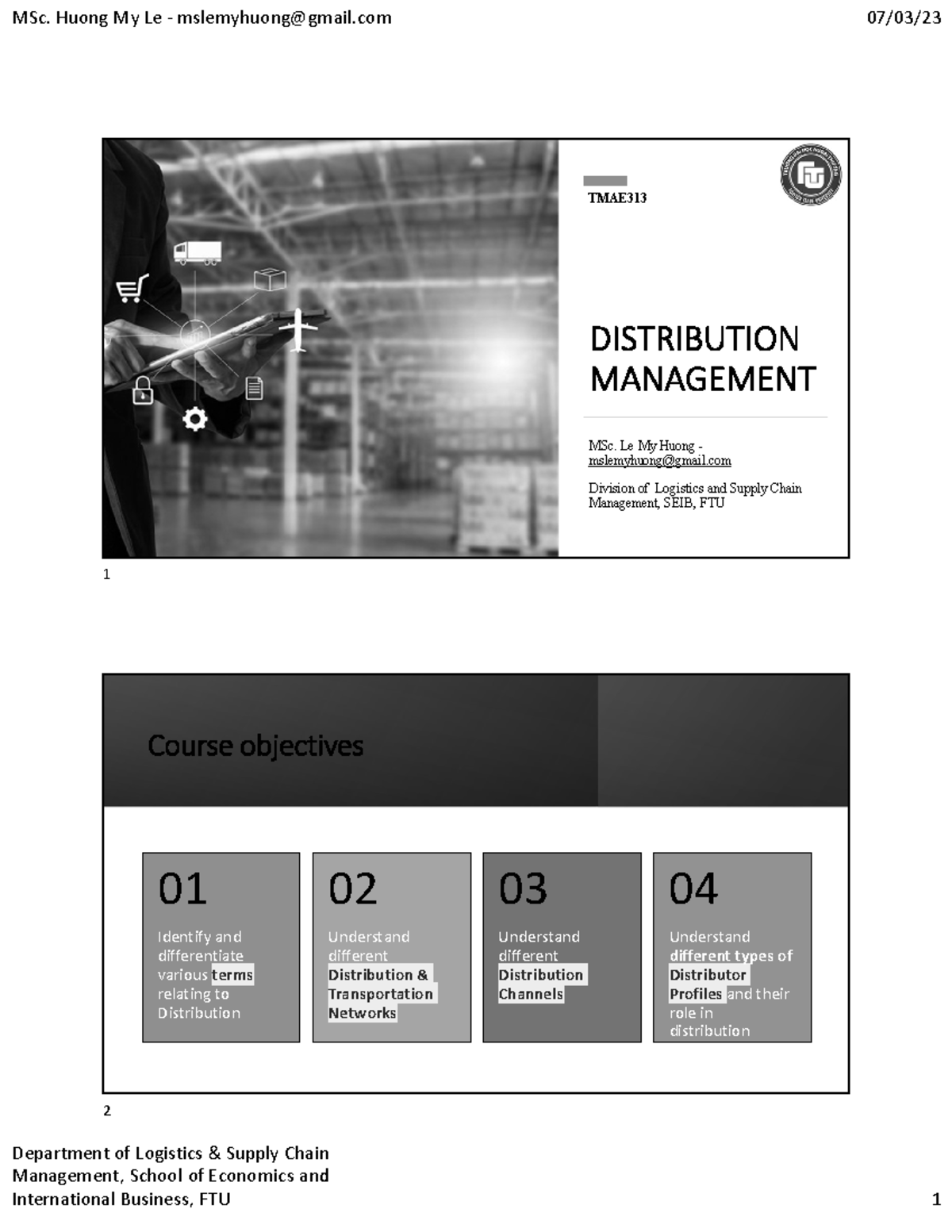 TMAE313. C5-Distribution Mngt-For Students - Department of Logistics ...
