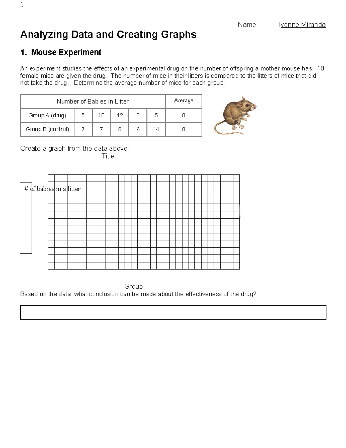 Analyzing data and Creating Graphs Lesson - Name Ivonne Miranda ...