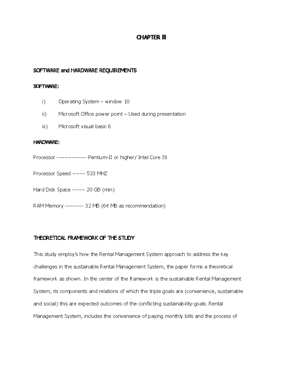 Sad pe - STUDY MORE - CHAPTER lll SOFTWARE and HARDWARE REQUIREMENTS ...