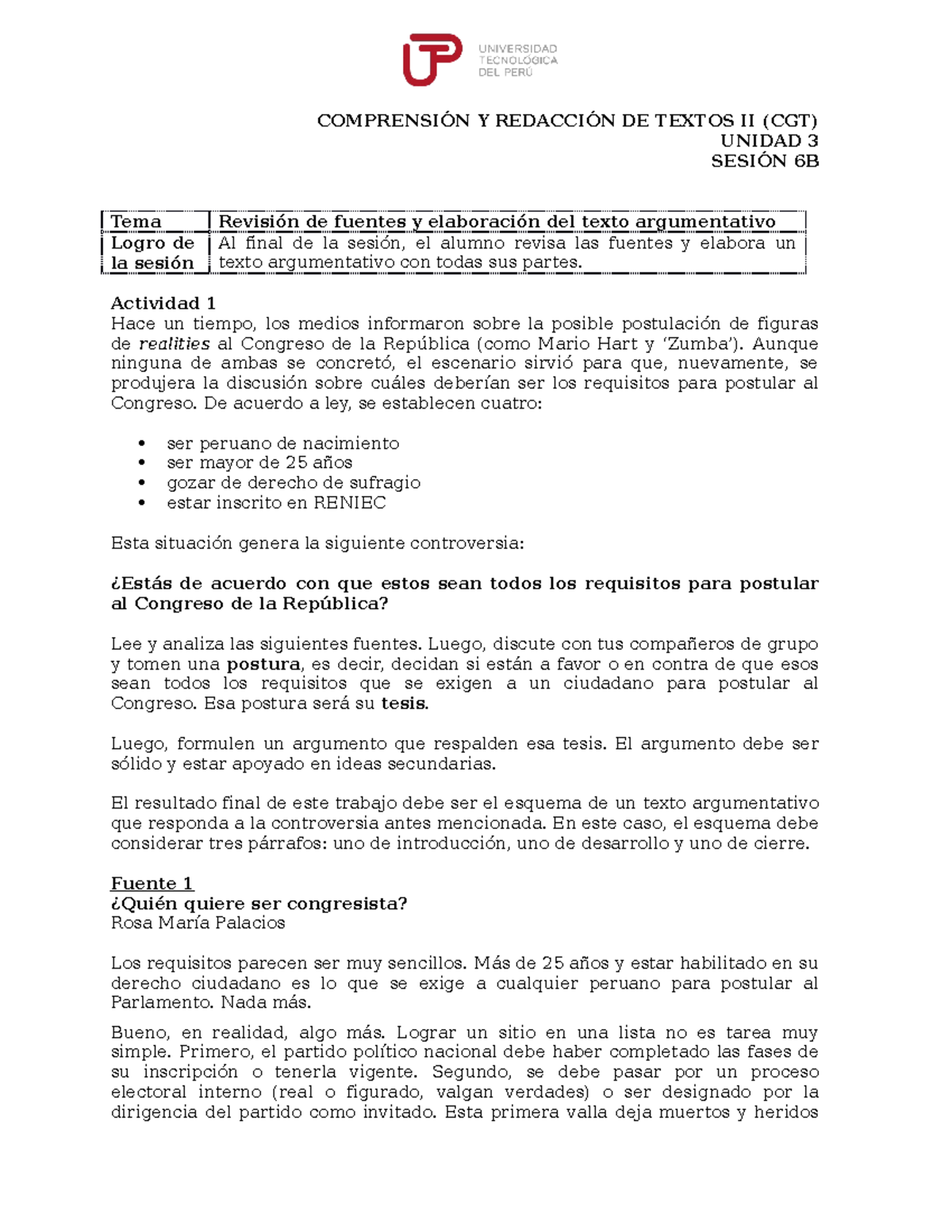 U3 S6 Texto-argumentativo-requisitos-Congreso-B-1 - COMPRENSIÓN Y REDACCIÓN DE TEXTOS II (CGT ...