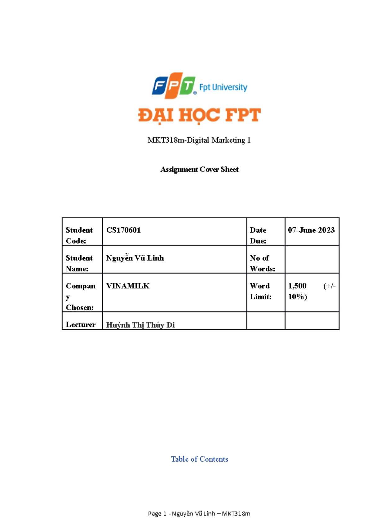 Nguyễn Vũ Linh.BA1706 - MKT318m IA - MKT318m-Digital Marketing 1 ...