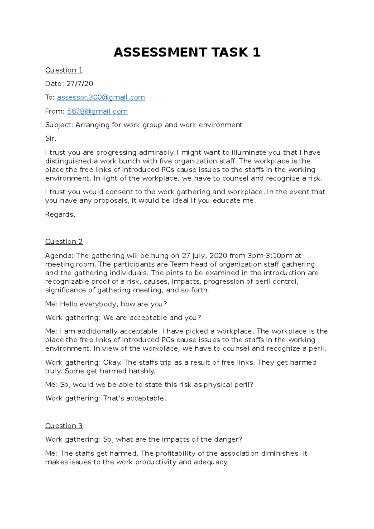 Bsbwhs 401 - 1 - answered assignment - ASSESSMENT TASK 1 Question 1 ...