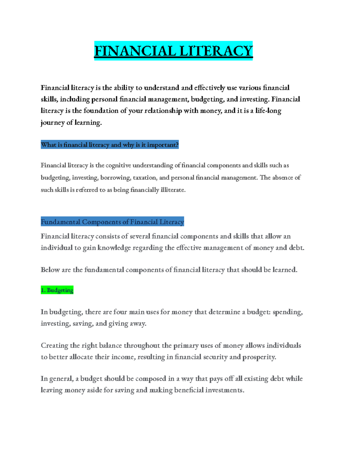 Financial Literacy - St. Paul University Surigao Ms. Liezel M. Ravelo ...