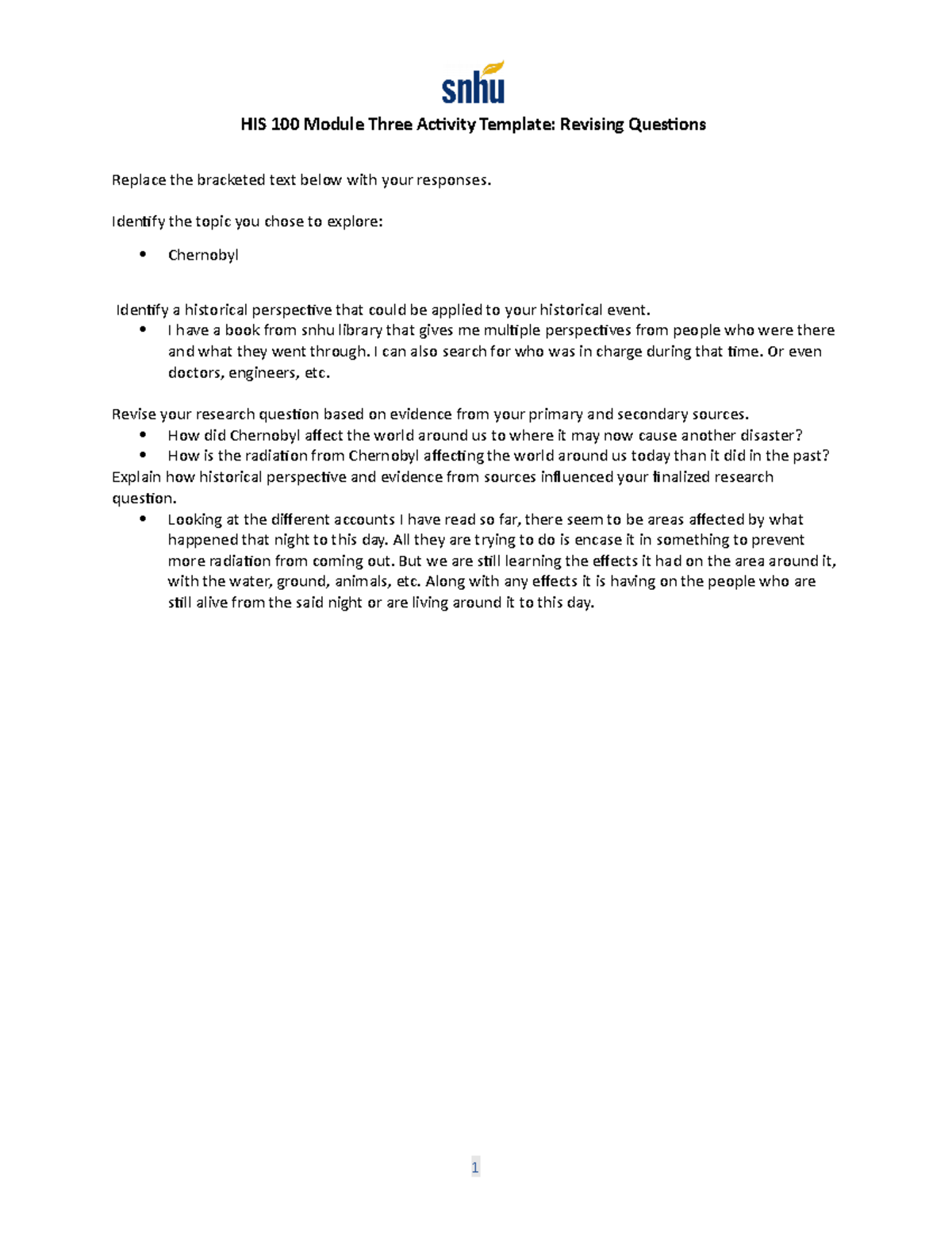 HIS 100 Module Three Activity Revising Questions Template - HIS 100 ...