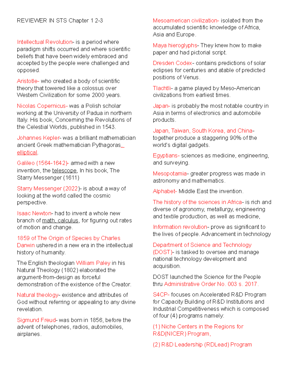 Reviewer IN ST1 chapter 2 3 - REVIEWER IN STS Chapter 1 2- Intellectual ...