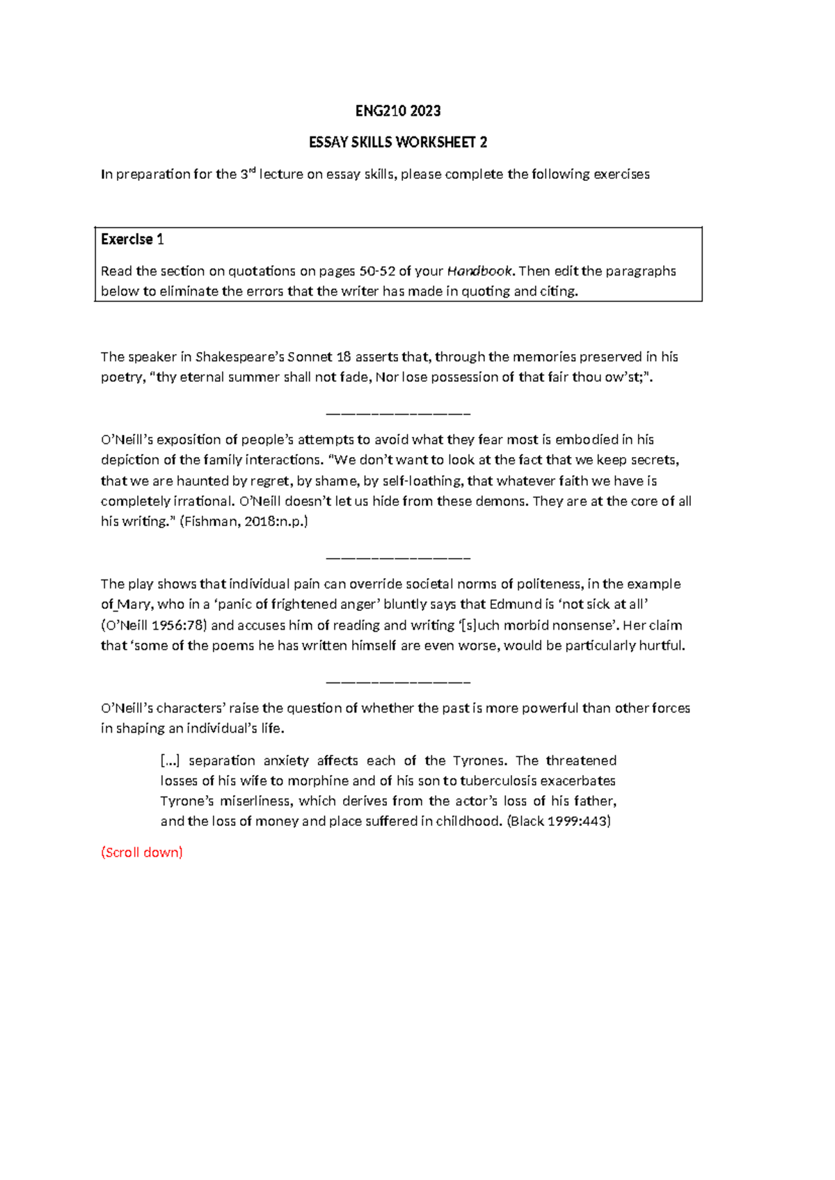 ENG 210 Essay skills worksheet 2 - ENG210 2023 ESSAY SKILLS WORKSHEET 2 ...
