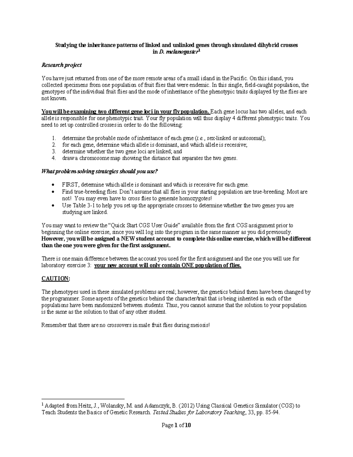 Cgs assignment 2 - Studying the inheritance patterns of linked and ...