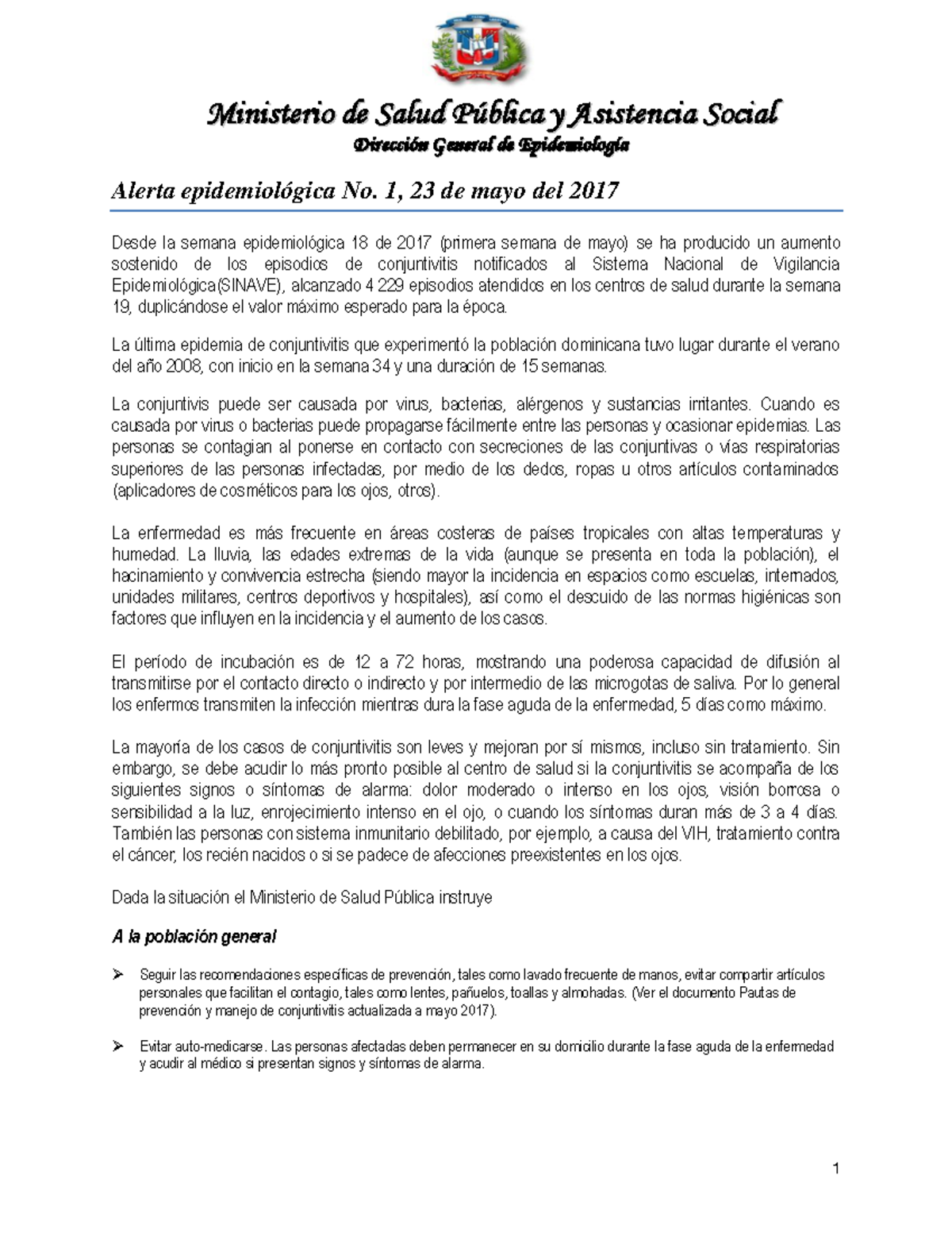 Digepi-alerta conjunctivitis - M M i i n n i i s s t t e e r r i i o o ...