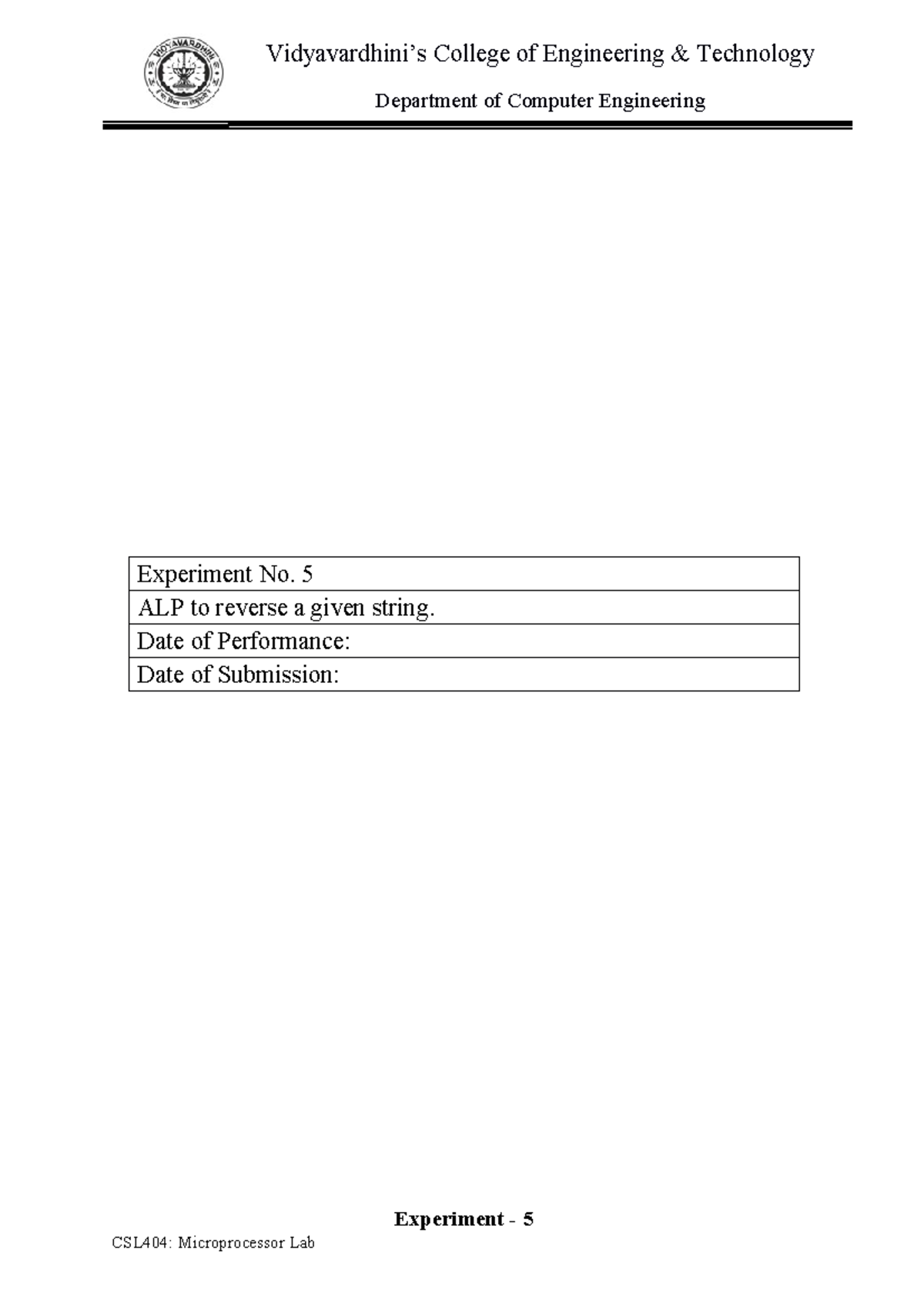 MP Exp5 - dsadsda - Vidyavardhini’s College of Engineering & Technology Department of Computer ...