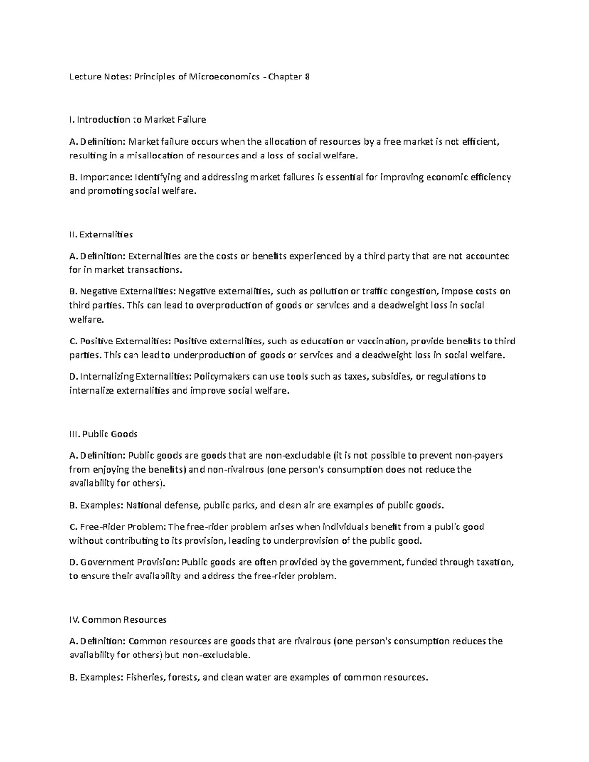 Micro chapter 8 - Lecture Notes: Principles of Microeconomics - Chapter ...