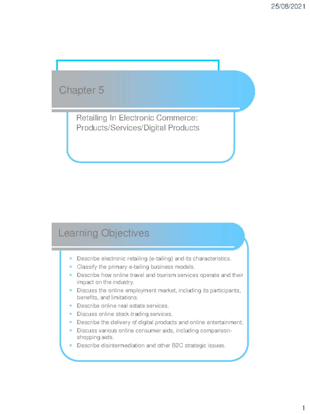 Chapter 5 - B2C C2C Retail - Chapter 5 Retailing In Electronic Commerce: Products/Services ...