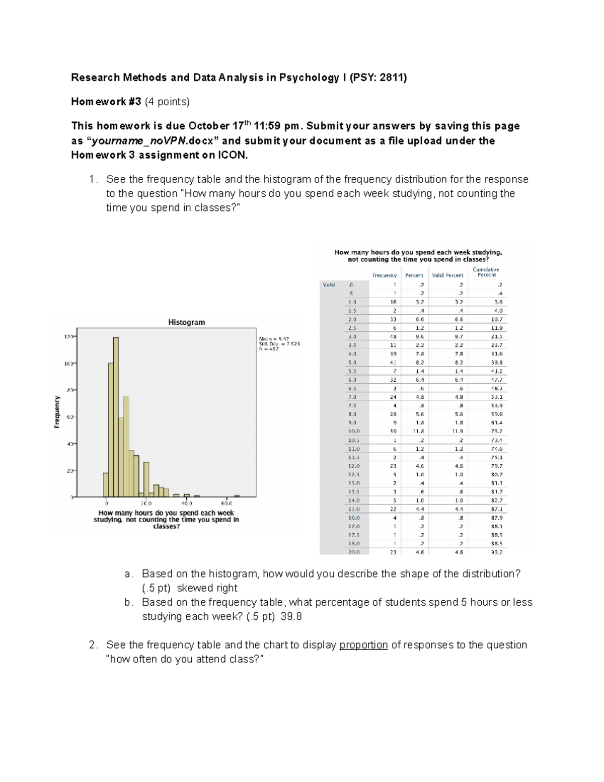 Homework #3 - Jamovi Assignment - Research Methods and Data Analysis in Psychology I (PSY: 2811 ...