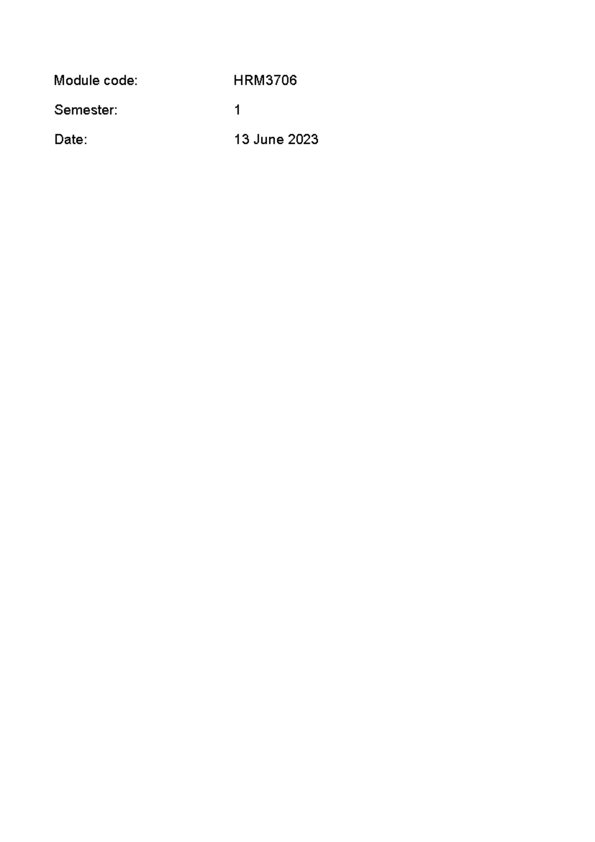 Assignment 8 Final - TABLE OF CONTENTS Module code: HRM Semester: Date ...