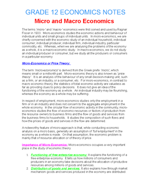 Grade 12 Economics Notes - GRADE 12 - ECONOMICS The circular flow model ...