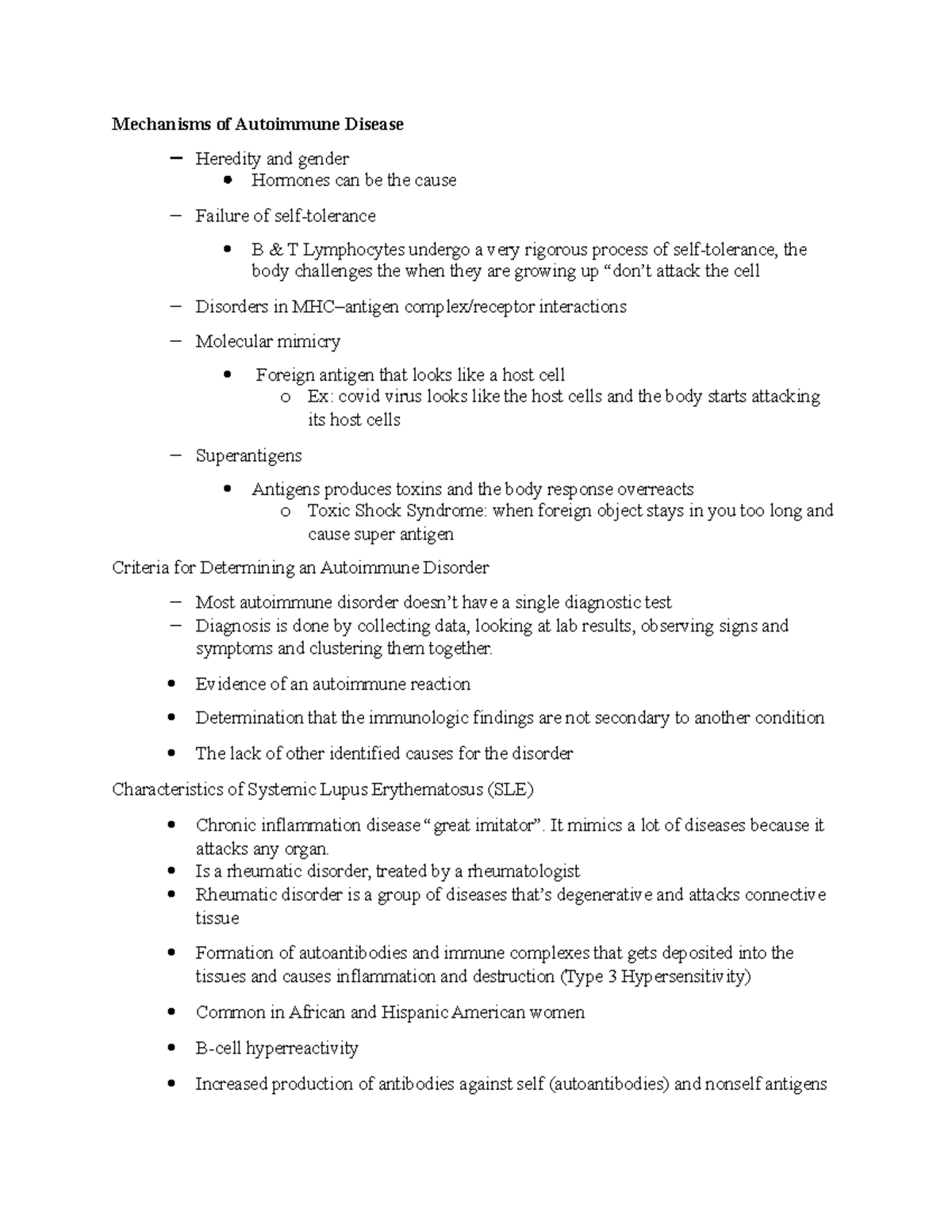 Nova Southeastern University NUR3032 Auto Immune Disorders - Mechanisms ...