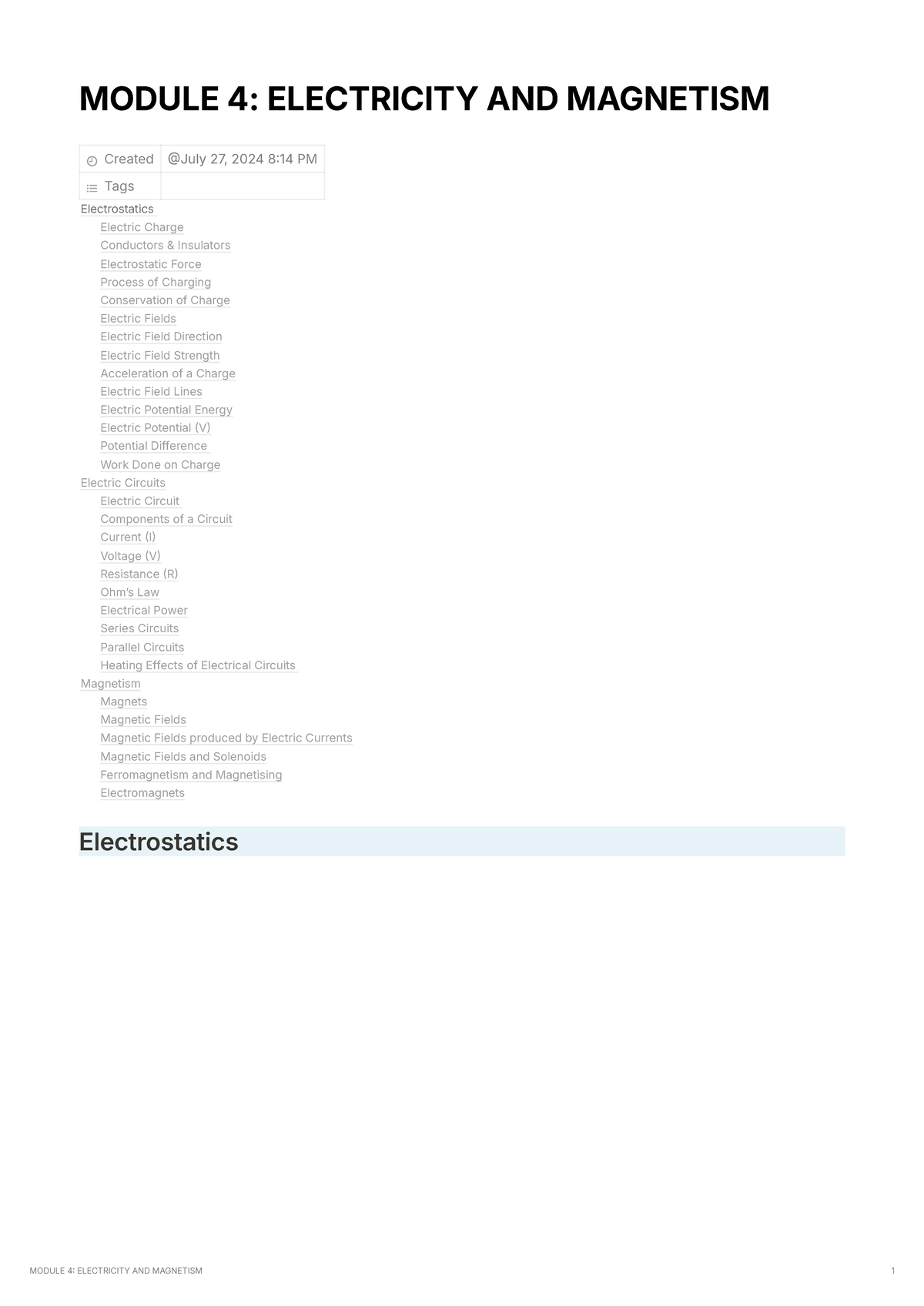 Module 4 Electricity AND Magnetism - MODULE 4: ELECTRICITY AND ...