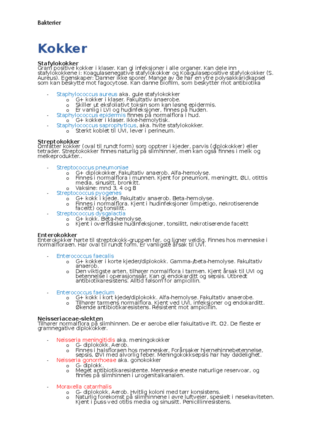 Bakteriologi: Sorterte bakterier - Kokker Stafylokokker Gram positive ...