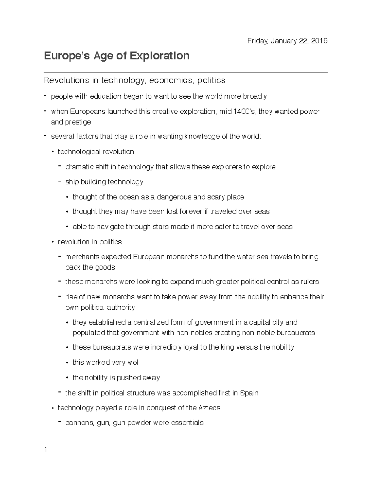 Europe's Age of Exploration - Friday, January 22, 2016 Europe’s Age of ...