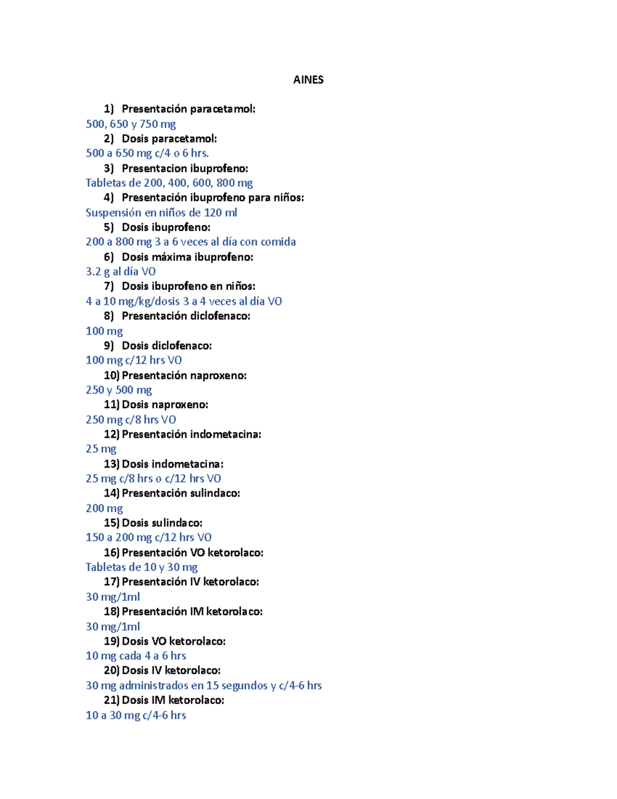 Aines presentaciones y dosis - AINES 500, 650 y 750 mg1) Presentación ...
