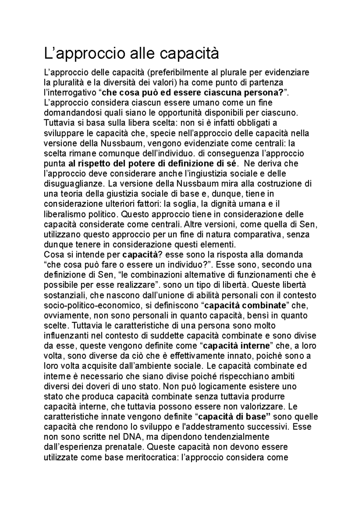 Creare capacità - L’approccio alle capacità L’approccio delle capacità ...