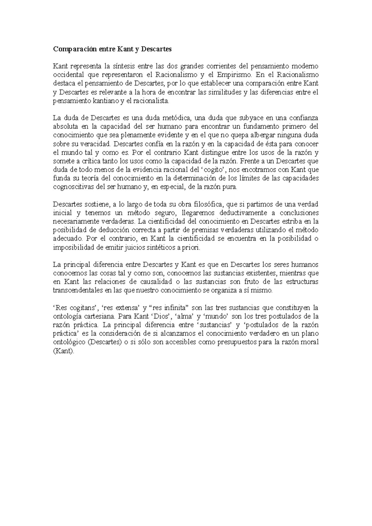 Comparacion-entre-kant-y-descartes 1 (1) - Comparación entre Kant y ...