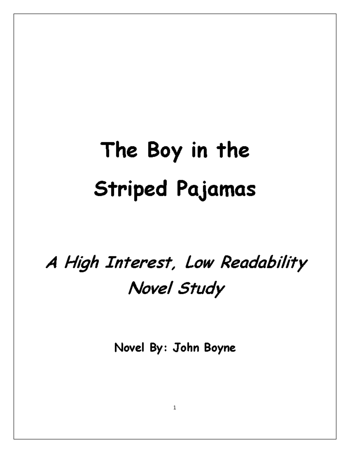 The Boy in the Striped Pajamas adapted unit plan - The Boy in the ...