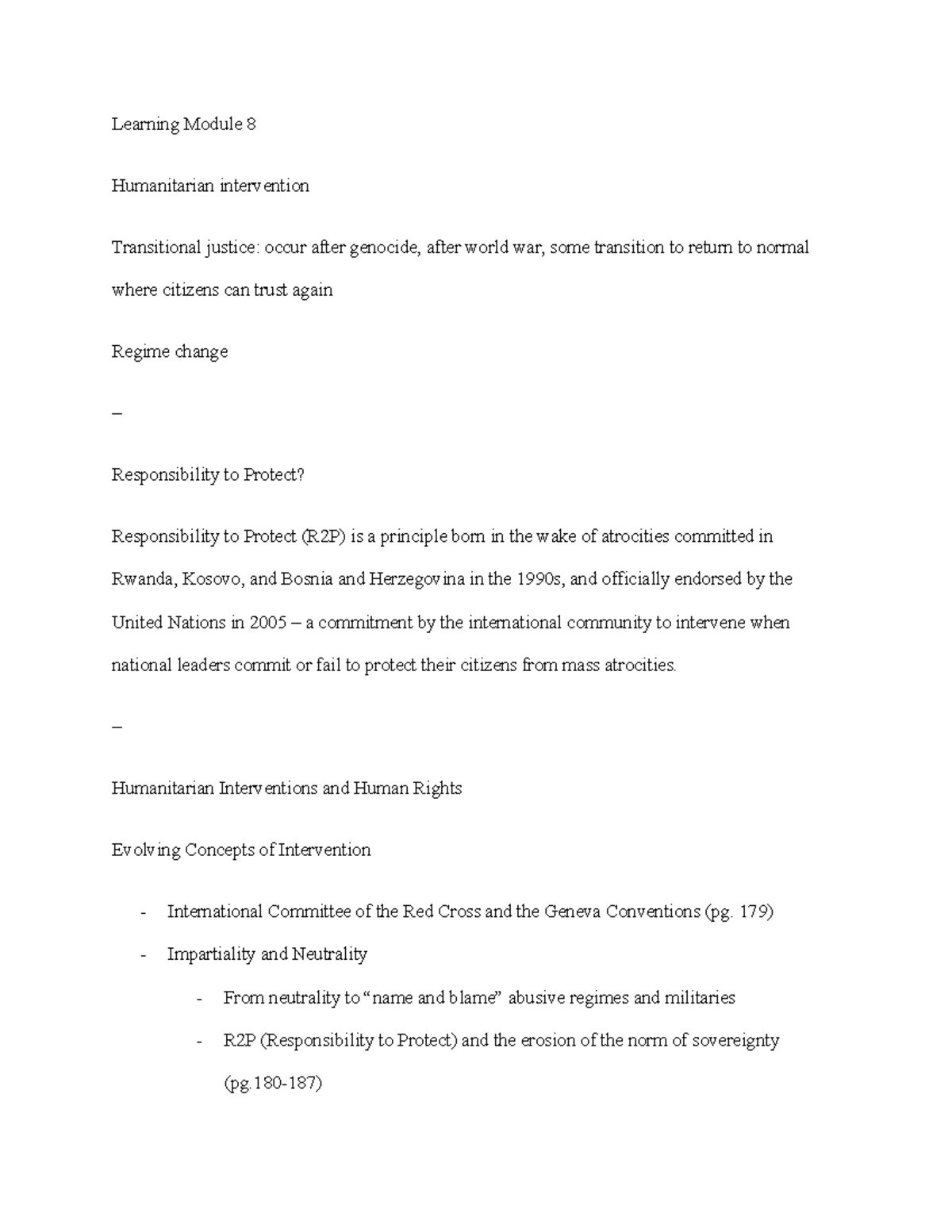 PLS 105: Introduction to Human Rights Learning Module 8 Notes Part 1 ...
