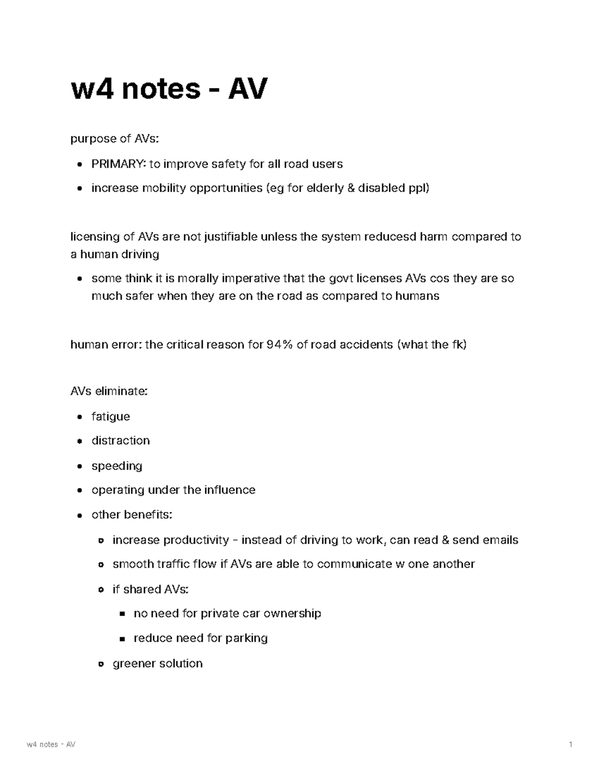 Cs0888 w4 notes - w4 notes AV 1 w4 notes - AV purpose of AVs: PRIMARY ...