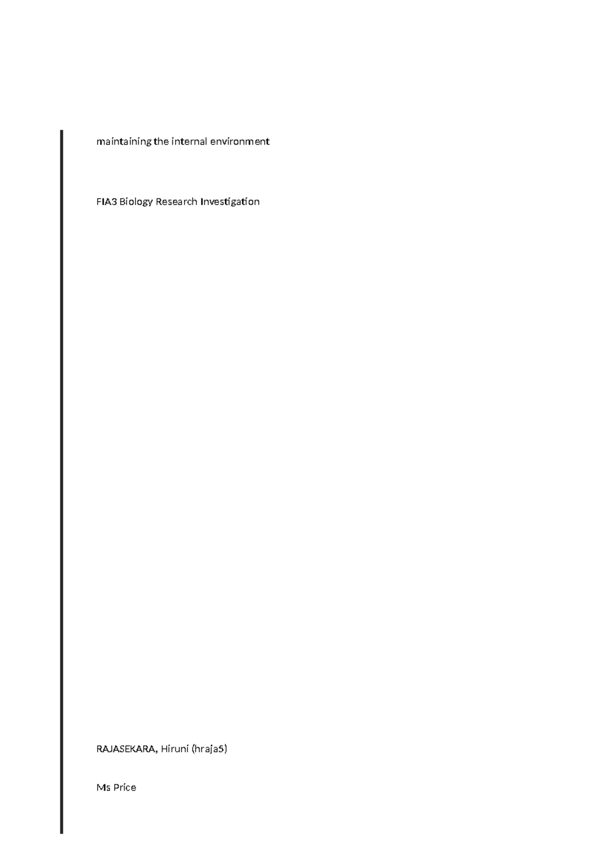 Biology Final - maintaining the internal environment FIA3 Biology ...