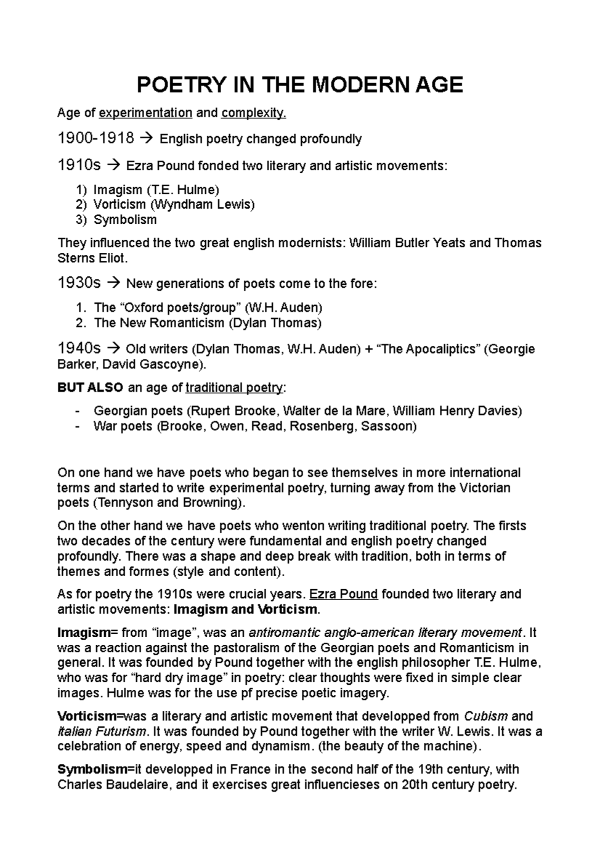 Poetry in the Modern Age - POETRY IN THE MODERN AGE Age of ...