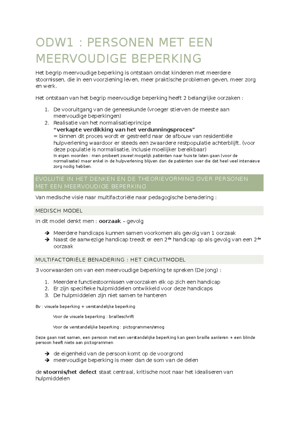 Hoofdstuk 7 meervoudige beperking - ODW1 : PERSONEN MET EEN MEERVOUDIGE BEPERKING Het begrip ...