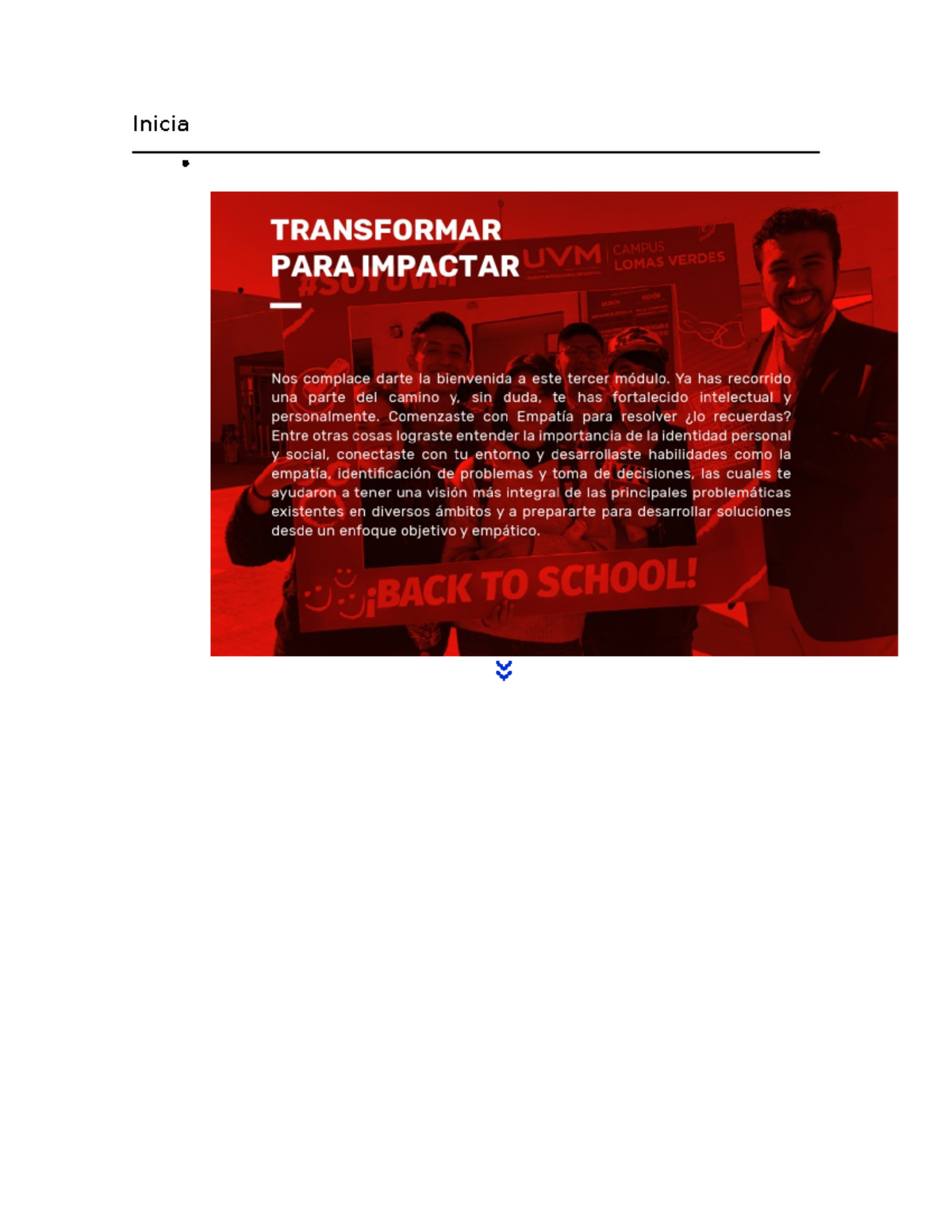 Inicia - repasos - Transformar para impactar - Inicia Inicia Organización del curso - Studocu