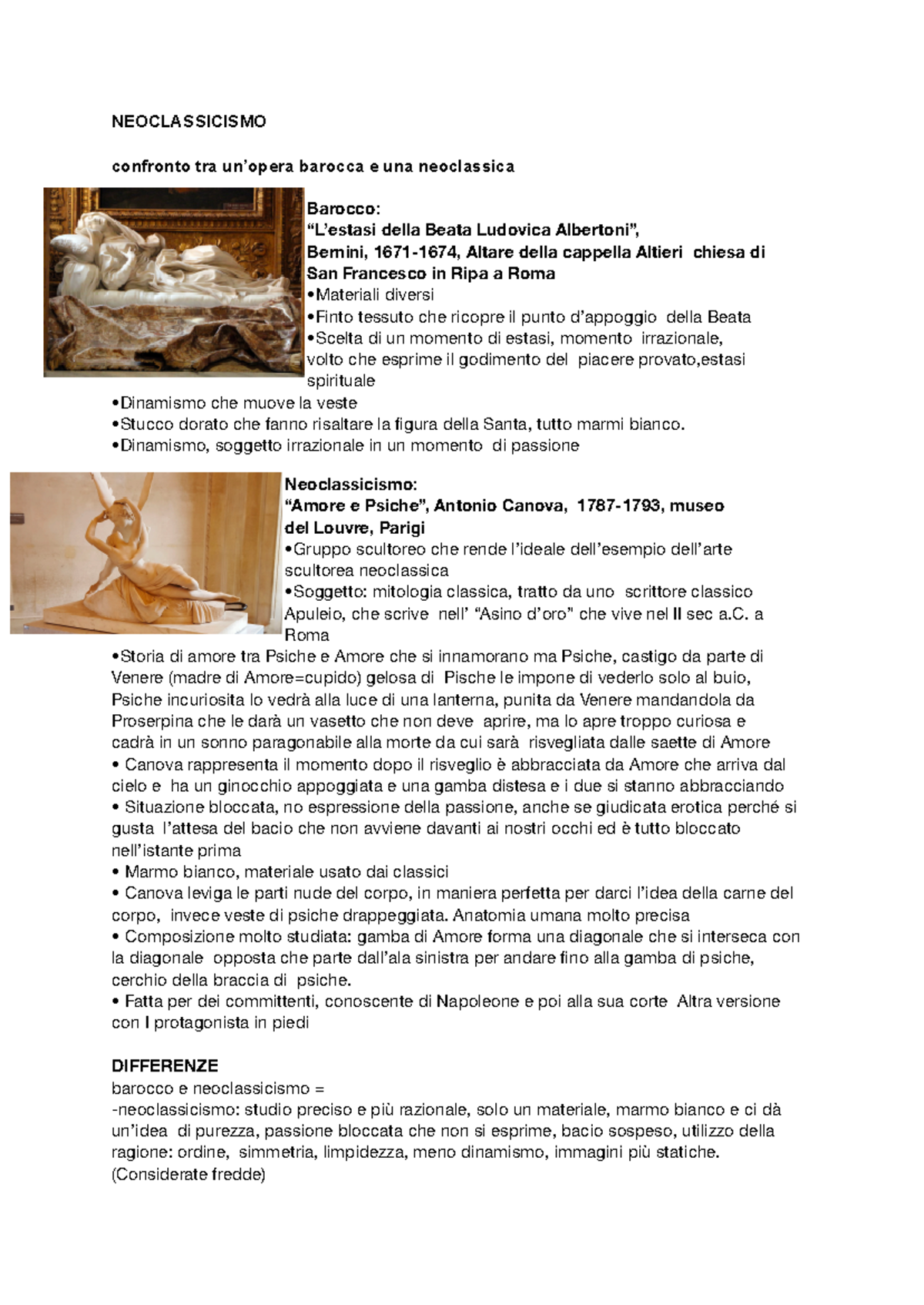 Neoclassicismo - NEOCLASSICISMO confronto tra un’opera barocca e una neoclassica Barocco: “L ...