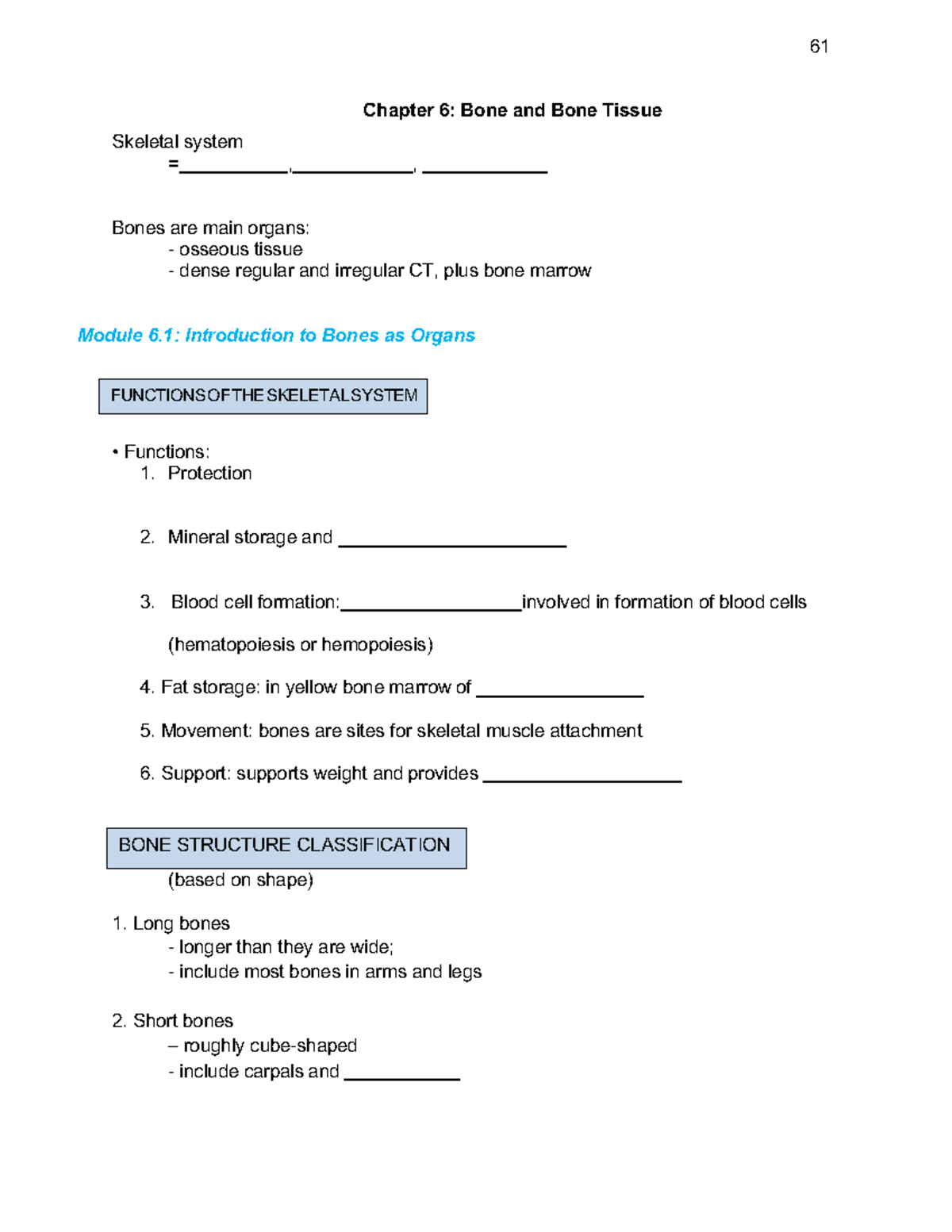 103Bone-Muscles F 22 - Biology notes - Functions of the Skeletal System ...