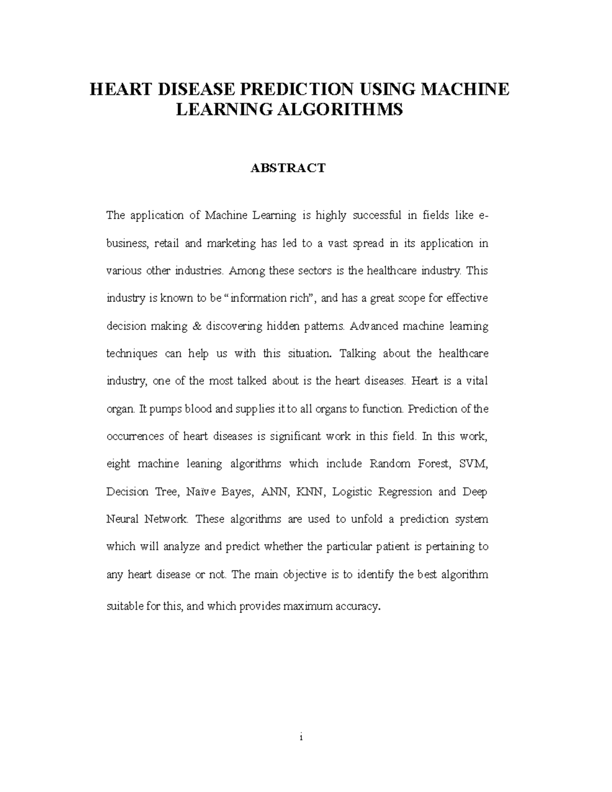 Heart disease - i HEART DISEASE PREDICTION USING MACHINE LEARNING ...