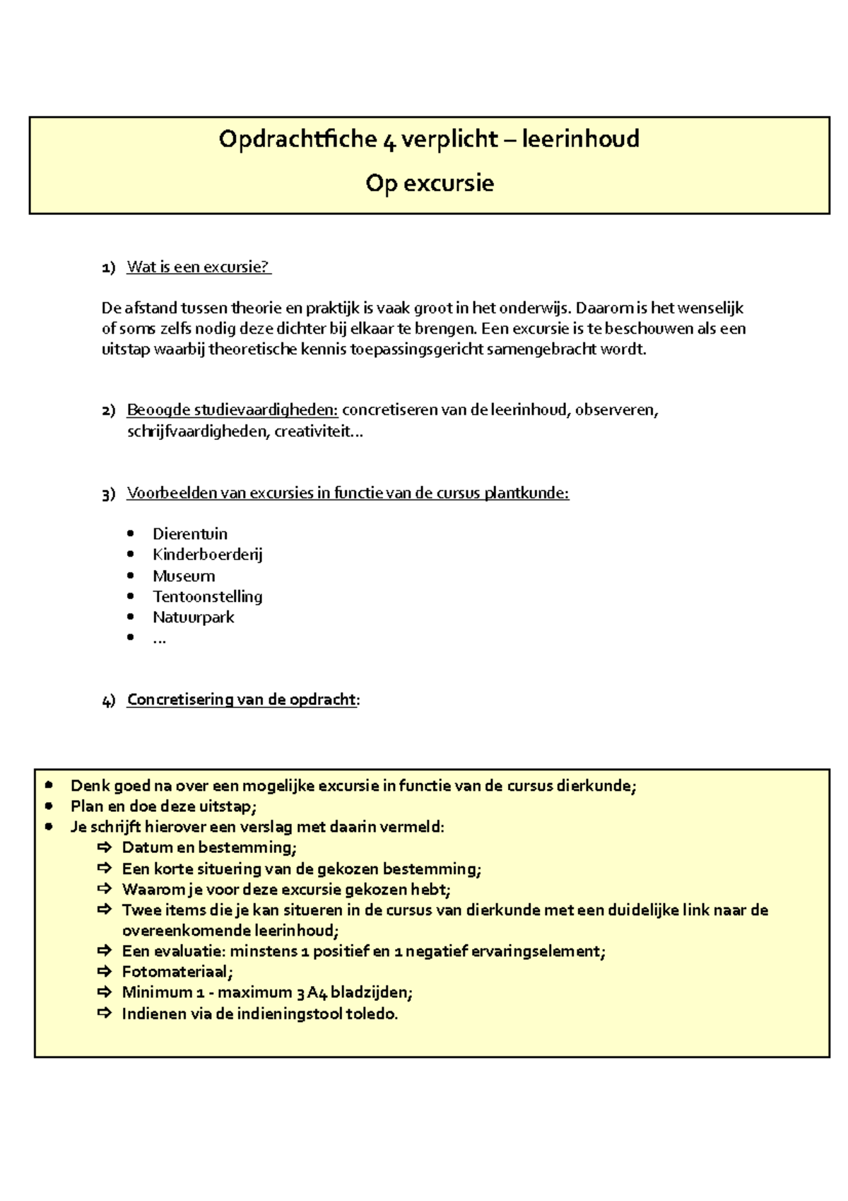 4 fiche 4 verplicht leerinhoud - excursie - Wat is een excursie? De ...