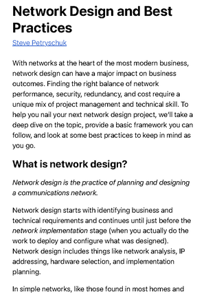 CHPT3 Designing a network topology - Designing a Network Topology In ...