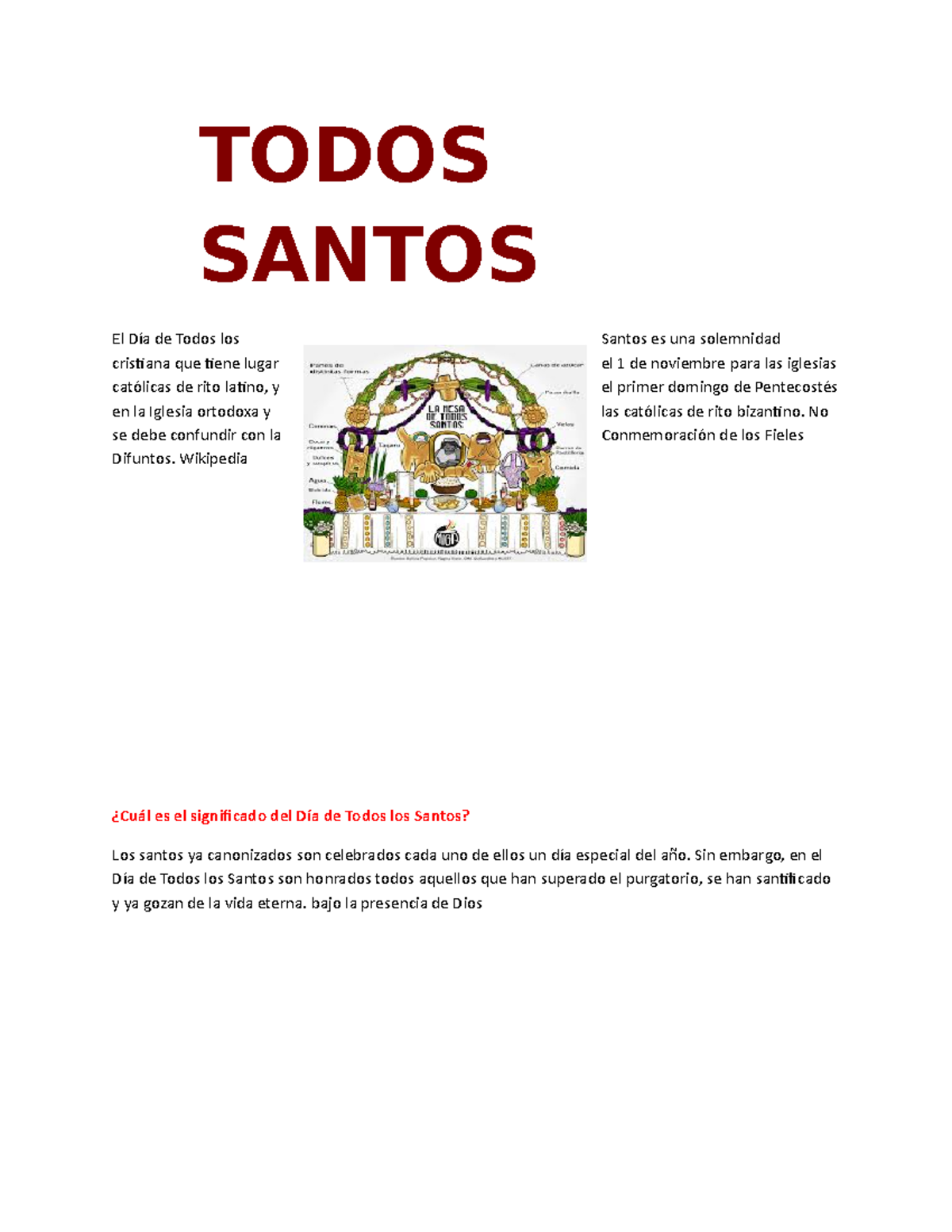 Todos Santos-WPS Office - TODOS SANTOS El Día de Todos los Santos es ...