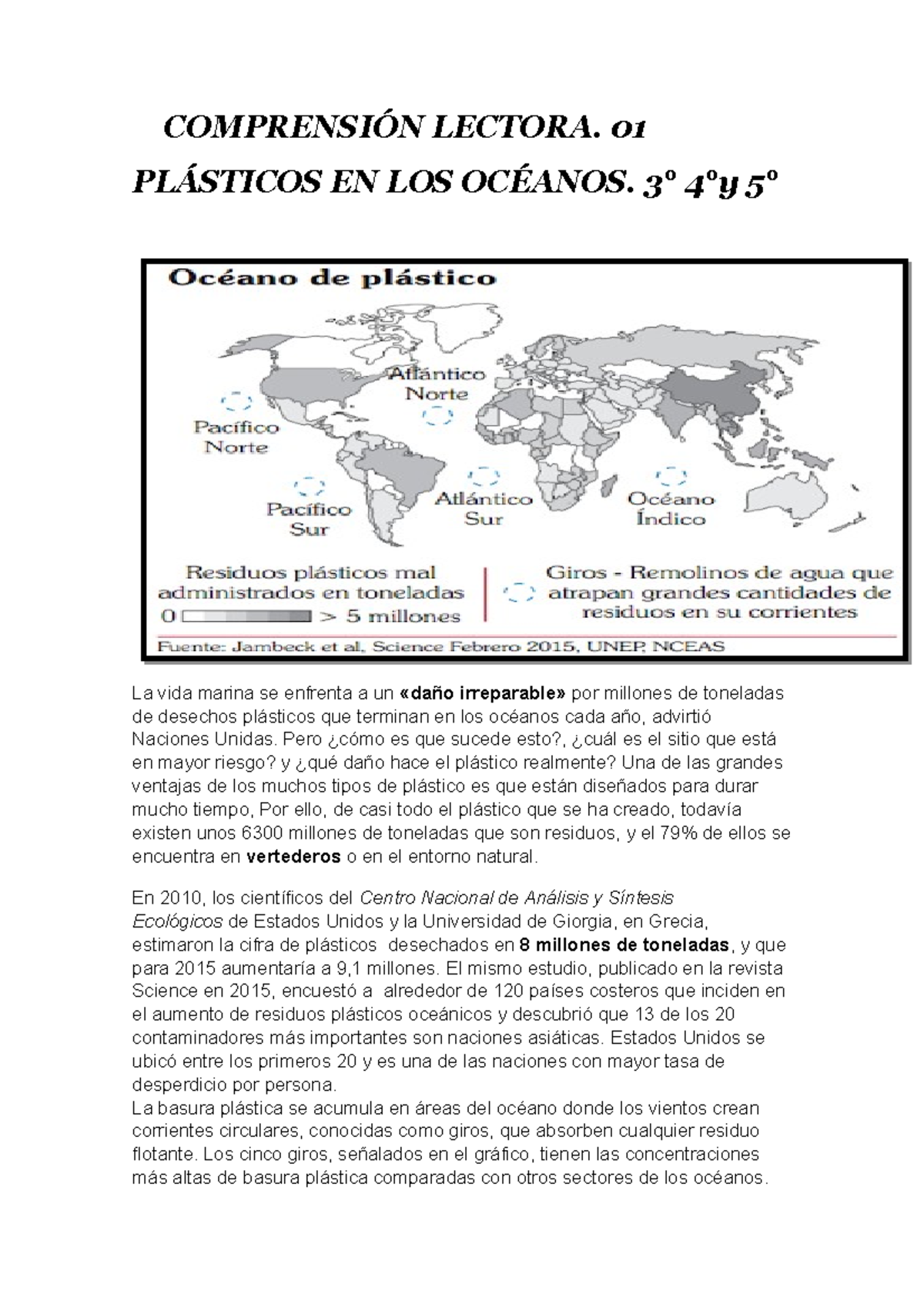 Comprensión Lectora. Concurso RQA - COMPRENSIÓN LECTORA. 01 PLÁSTICOS ...