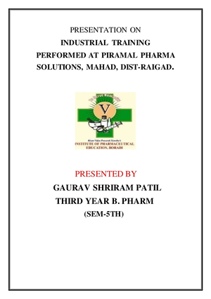 Report on Industrial Training BP610P Assignment Based internship format - A REPORT ON INDUSTRIAL ...