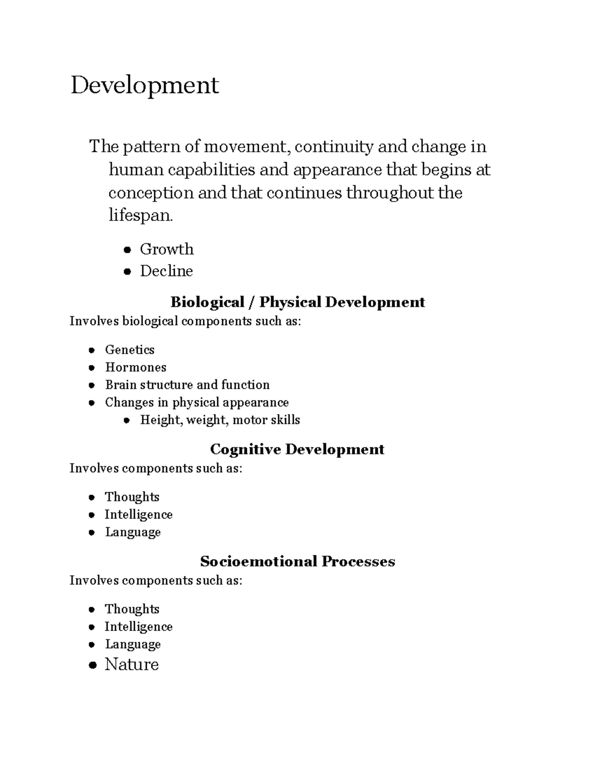 Psych Chapter 9 - Development The pattern of movement, continuity and ...