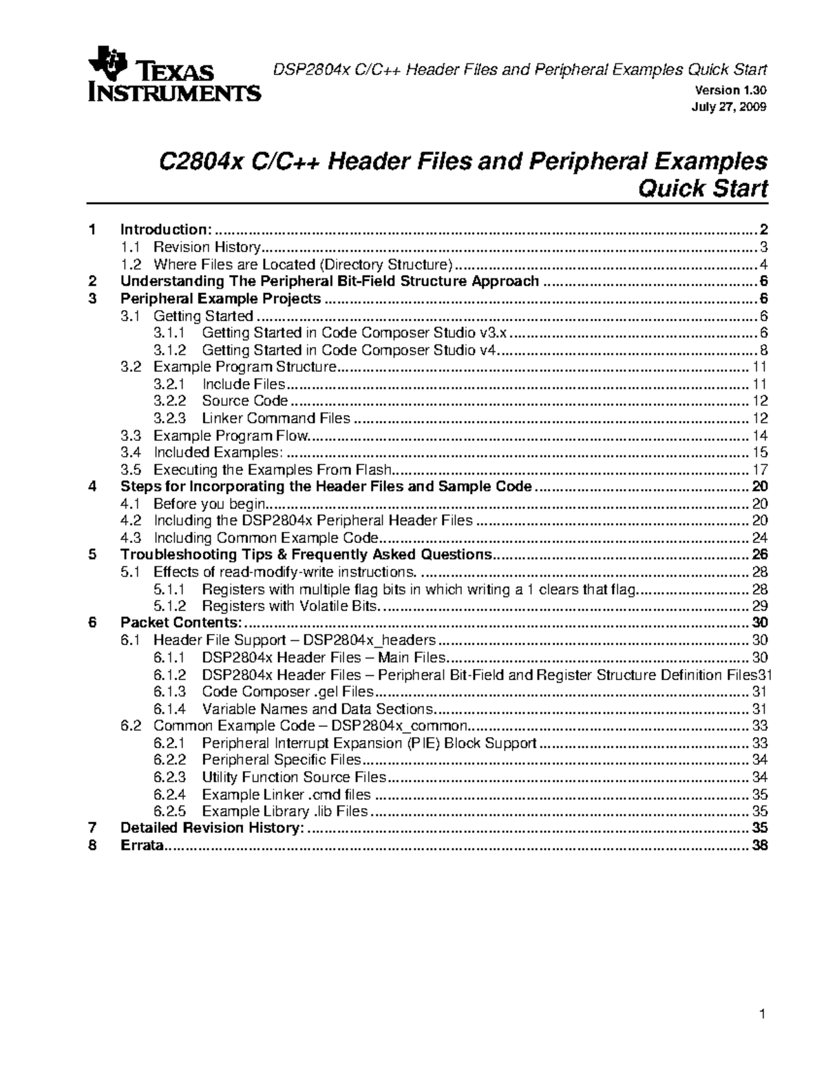 DSP2804x Header Files Quick Start Readme - DSP2804x C/C++ Header Files ...