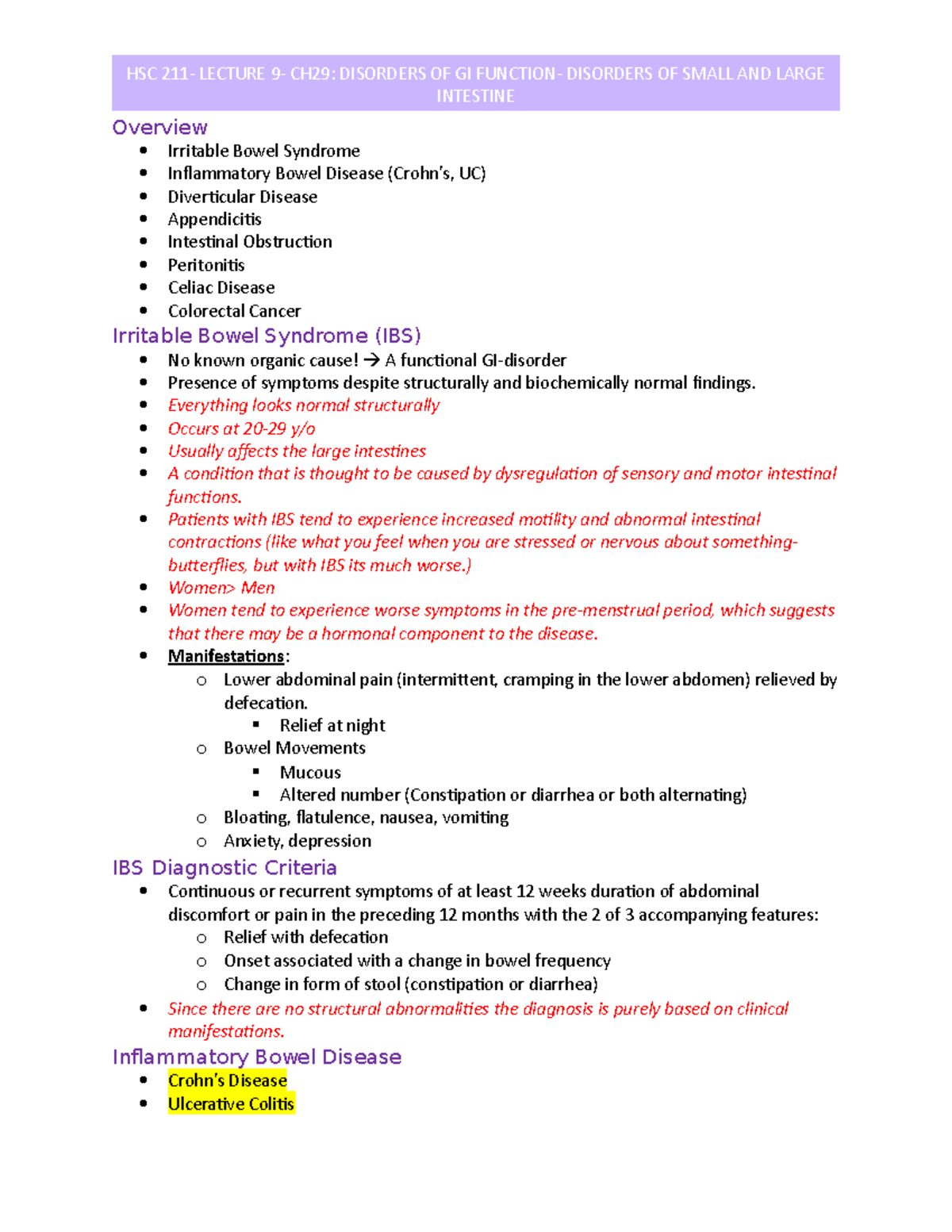 Ch29- Disorders of Small and Large Intestine - INTESTINE Overview ...