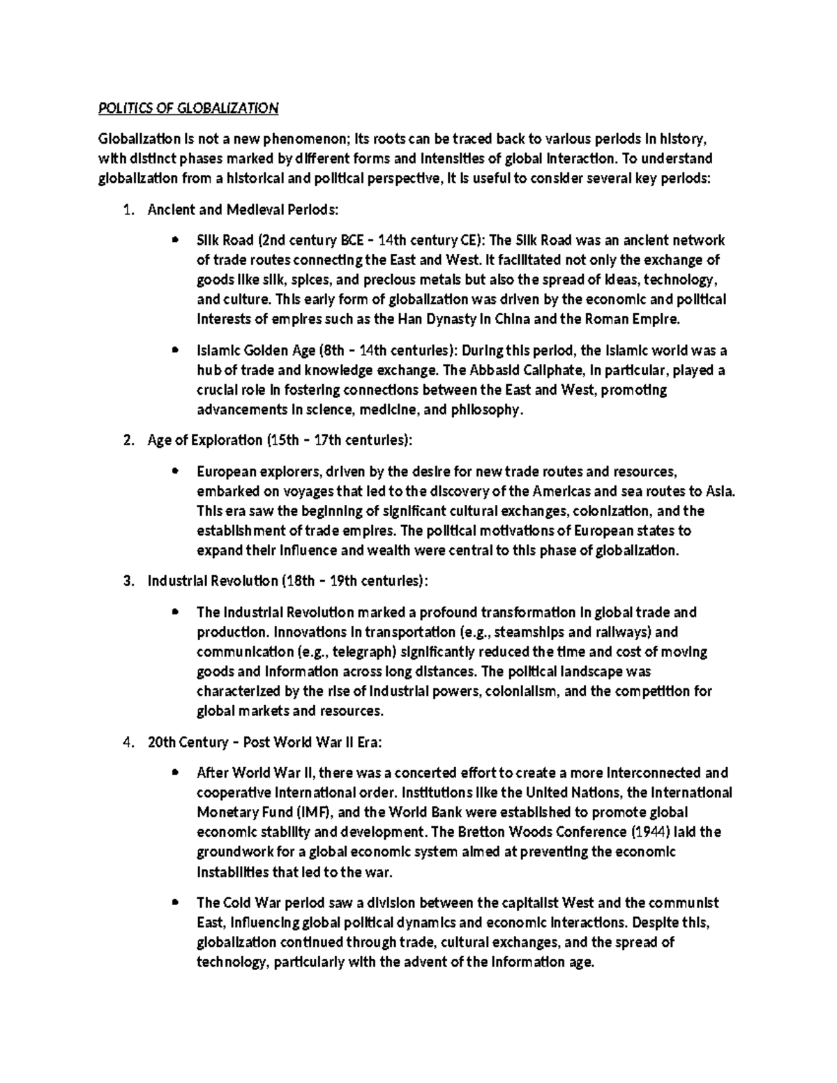 Politics OF Globalization - POLITICS OF GLOBALIZATION Globalization is ...