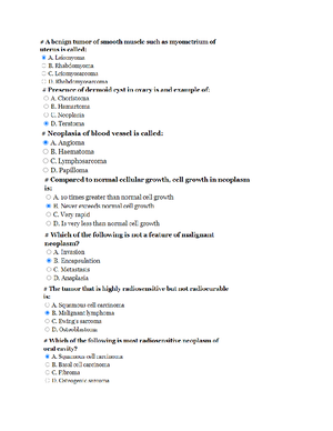 Neoplasia MCQ - Neoplasia and Growth Disorders - Studocu